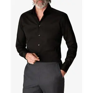 Eton Cutaway-collar Single-cuff Slim-fit Cotton-twill Shirt - Black