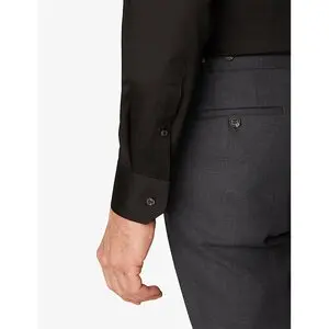 Eton Cutaway-collar Single-cuff Slim-fit Cotton-twill Shirt - Black