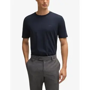 BOSS Logo-print Regular-fit Cotton T-shirt Xxxl - Dark Blue