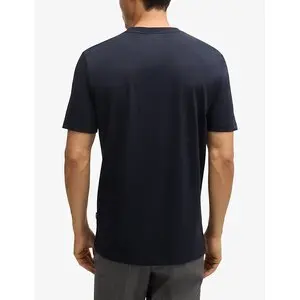 BOSS Logo-print Regular-fit Cotton T-shirt Xxxl - Dark Blue