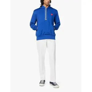 Play Comme Des Garcon Regular-fit Tech-knit Woven Hoody - Navy