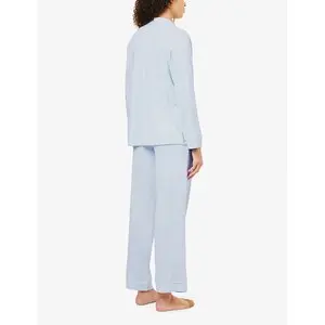 Eberjey Gisele Piped-trim Stretch-jersey Pyjamas - Ice Blue/ivory