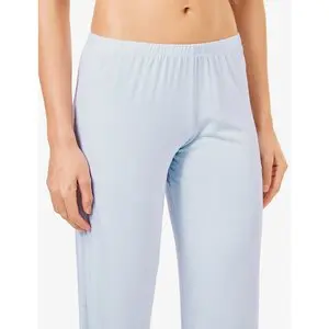 Eberjey Gisele Piped-trim Stretch-jersey Pyjamas - Ice Blue/ivory