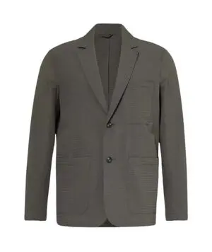 Emporio Armani Seersucker Single-breasted Regular-fit Stretch-woven Blazer