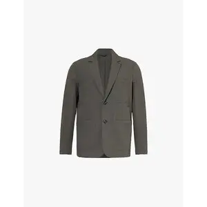 Emporio Armani Seersucker Single-breasted Regular-fit Stretch-woven Blazer