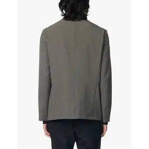 Emporio Armani Seersucker Single-breasted Regular-fit Stretch-woven Blazer