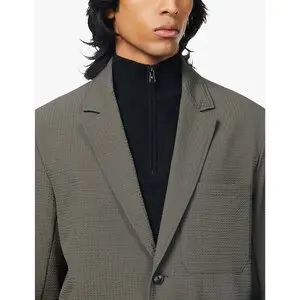 Emporio Armani Seersucker Single-breasted Regular-fit Stretch-woven Blazer