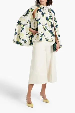 Oscar De La Renta Cape-effect Floral-print Silk-twill Shirt