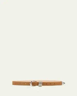 DEHANCHE Hollyhock Suede Belt Camel Silver