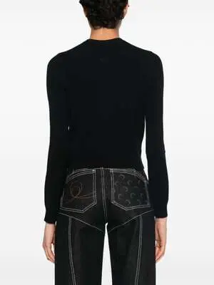 MARINE SERRE Crescent Moon Embroidered Knit Cardigan