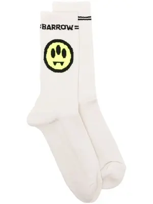BARROW Logo-jacquard Mid-calf Socks - White