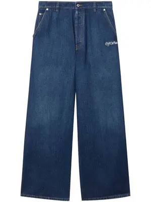 Off-White Logo-embroidered Wide Leg Jeans