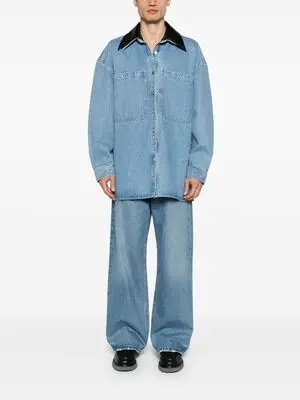Nanushka Contrasting-collar Denim Shirt Jacket - Blue