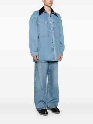 Nanushka Contrasting-collar Denim Shirt Jacket - Blue