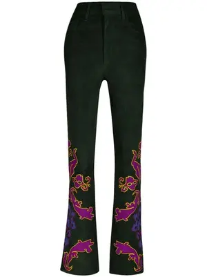 PAULA S Embroidered Suede Trousers