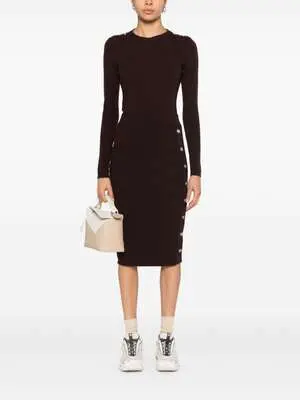 Pinko Ribbed-knit Midi Skirt - Brown