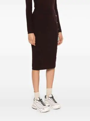 Pinko Ribbed-knit Midi Skirt - Brown