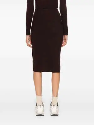 Pinko Ribbed-knit Midi Skirt - Brown