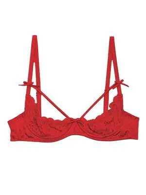 Fleur Du Mal Charlotte Peekaboo Bra - Red