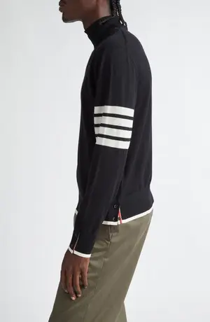 Thom Browne Virgin Wool Turtleneck Sweater - Black