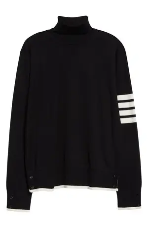 Thom Browne Virgin Wool Turtleneck Sweater - Black