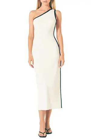 Endless Rose Contrast Detail One-shoulder Dress - White/black