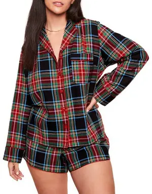 ADORE ME Cecelia Pajama Set Plaid Black