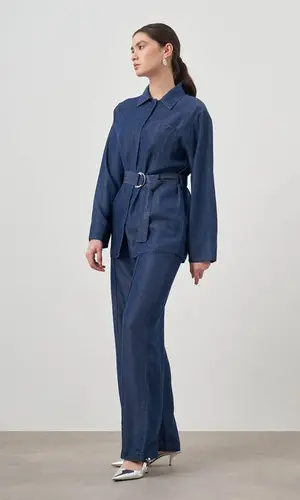 MIZALLE Denim Belted Tunic