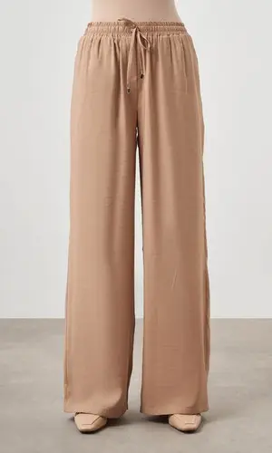 MIZALLE Wide Leg Pants - Beige
