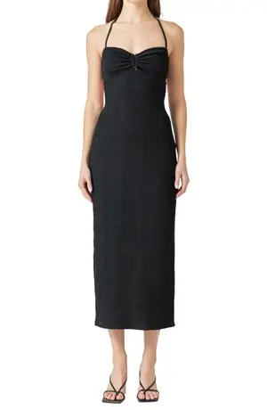 Endless Rose Textured Halter Maxi Dress - Black