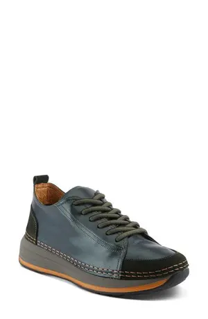 SPRING STEP SHOES Angolan Leather Sneakers - Dark Green Metallic