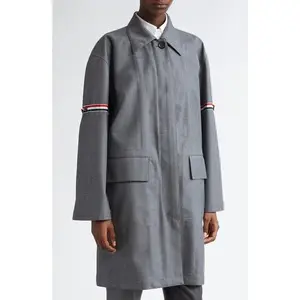 Thom Browne Tricolor Armband Wool-blend Twill Coat - Medium Grey