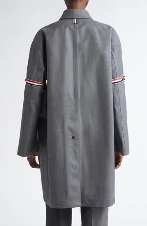 Thom Browne Tricolor Armband Wool-blend Twill Coat - Medium Grey