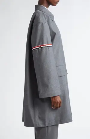 Thom Browne Tricolor Armband Wool-blend Twill Coat - Medium Grey