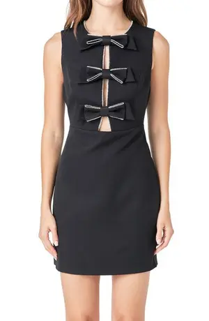 Endless Rose Rhinestone Bow Minidress