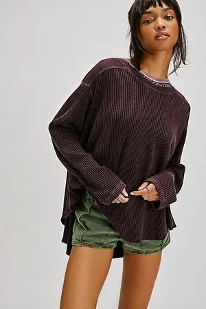 Free People Blake Thermal Top - Plum