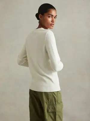 REISS Annie Wool Blend Crew Neck Jumper With Cashmere