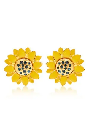 KENNETH JAY LANE Sunflower Clip-on Earrings - Yellow
