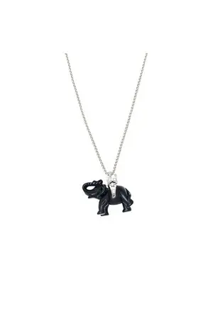 KENNETH JAY LANE Onyx Elephant Charm Necklace - Black