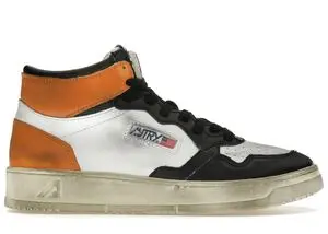 AUTRY Medalist Leather Mid Super Vintage Sneakers - White/black/orange