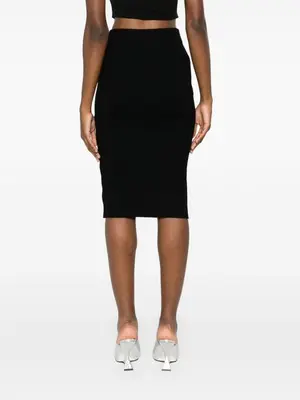 Pinko Ribbed-knit Midi Skirt - Black