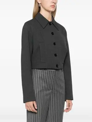 Pinko Single-breasted Cropped Jacket - Grey