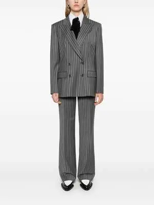 Alberta Ferretti Flannel Double-breasted Blazer - Grey