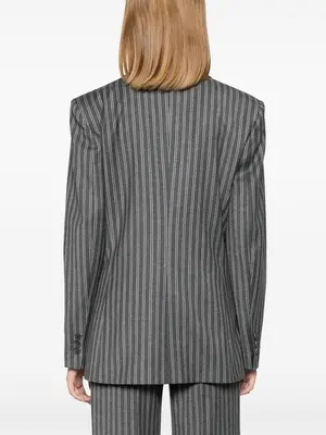 Alberta Ferretti Flannel Double-breasted Blazer - Grey