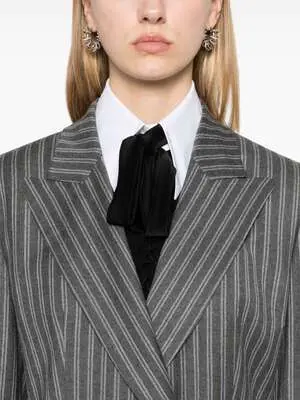 Alberta Ferretti Flannel Double-breasted Blazer - Grey