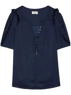Zadig&Voltaire Satin Puff-sleeve Top