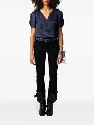 Zadig&Voltaire Satin Puff-sleeve Top
