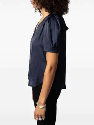Zadig&Voltaire Satin Puff-sleeve Top