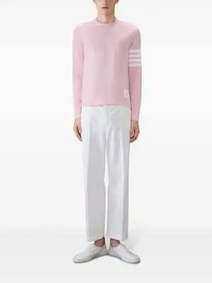 Thom Browne Three-stripe Long-sleeved T-shirt - Pink
