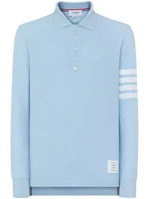 Thom Browne Three-stripe Long-sleeved Polo Shirt